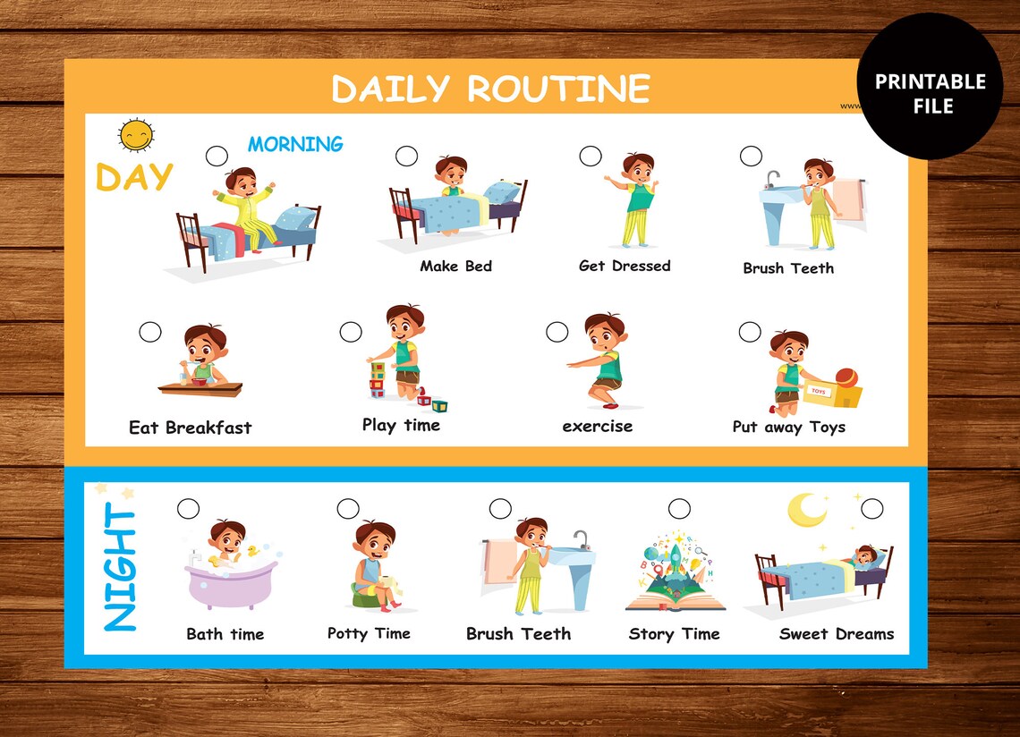 Boy's Daily Routine Chart: Visual Schedule Planner (printable) - Etsy
