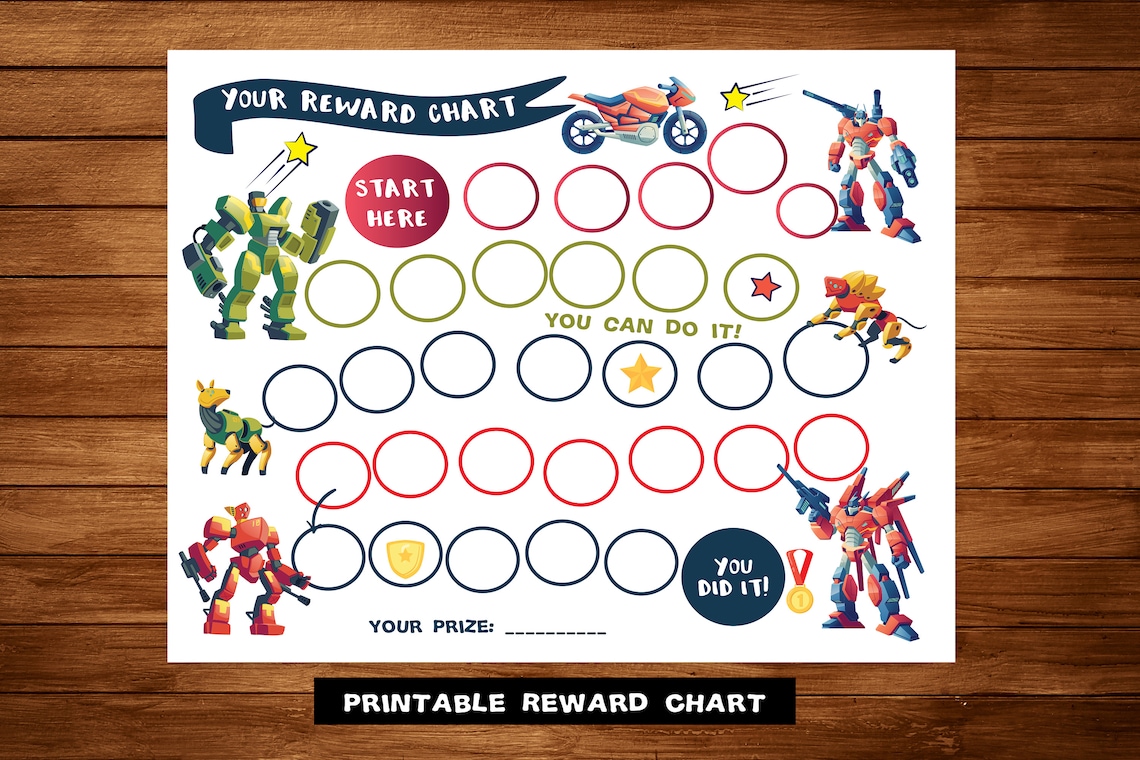 Reward Chart Transformers Reward Chart Sticker Chart, Instant Download ...