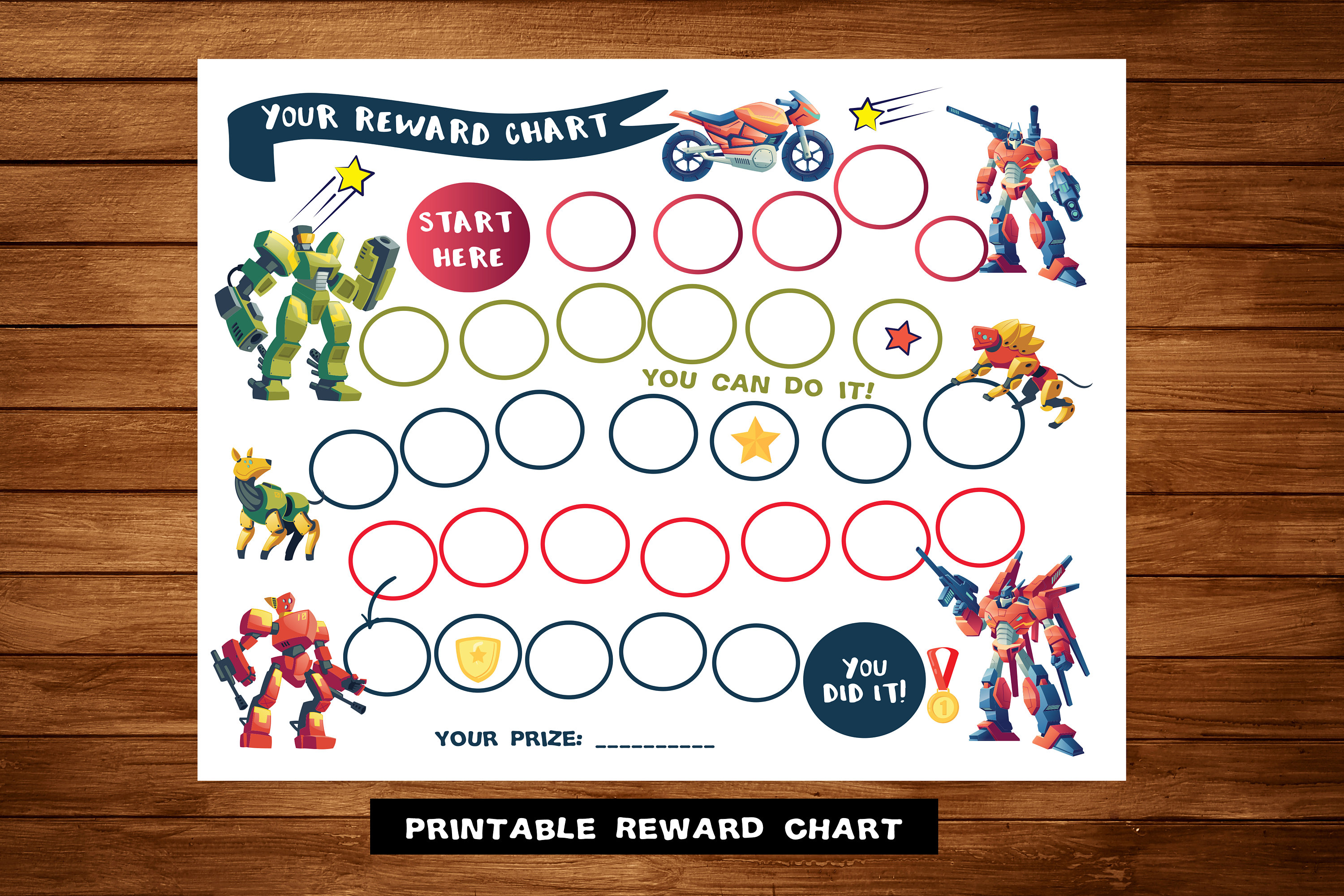 Reward Chart Transformers Reward Chart Sticker Chart, Instant Download ...