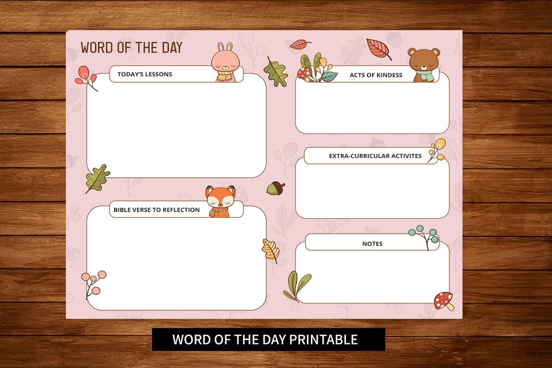 Homeschool Planner Printable: Kids Daily Schedule, Word of the Day (PDF ...