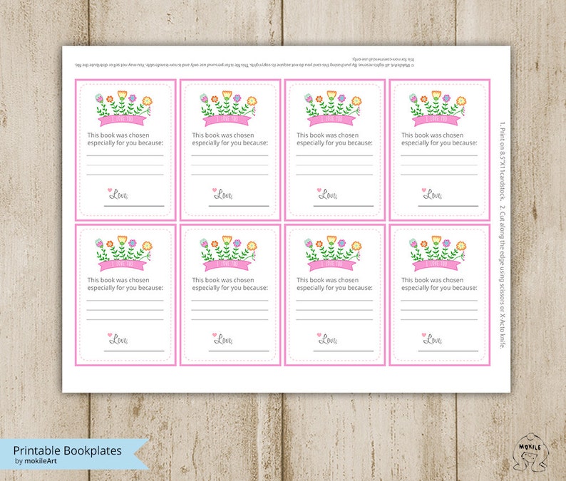 Printable Flower Bookplate, Baby Shower Gift (PDF) - Etsy