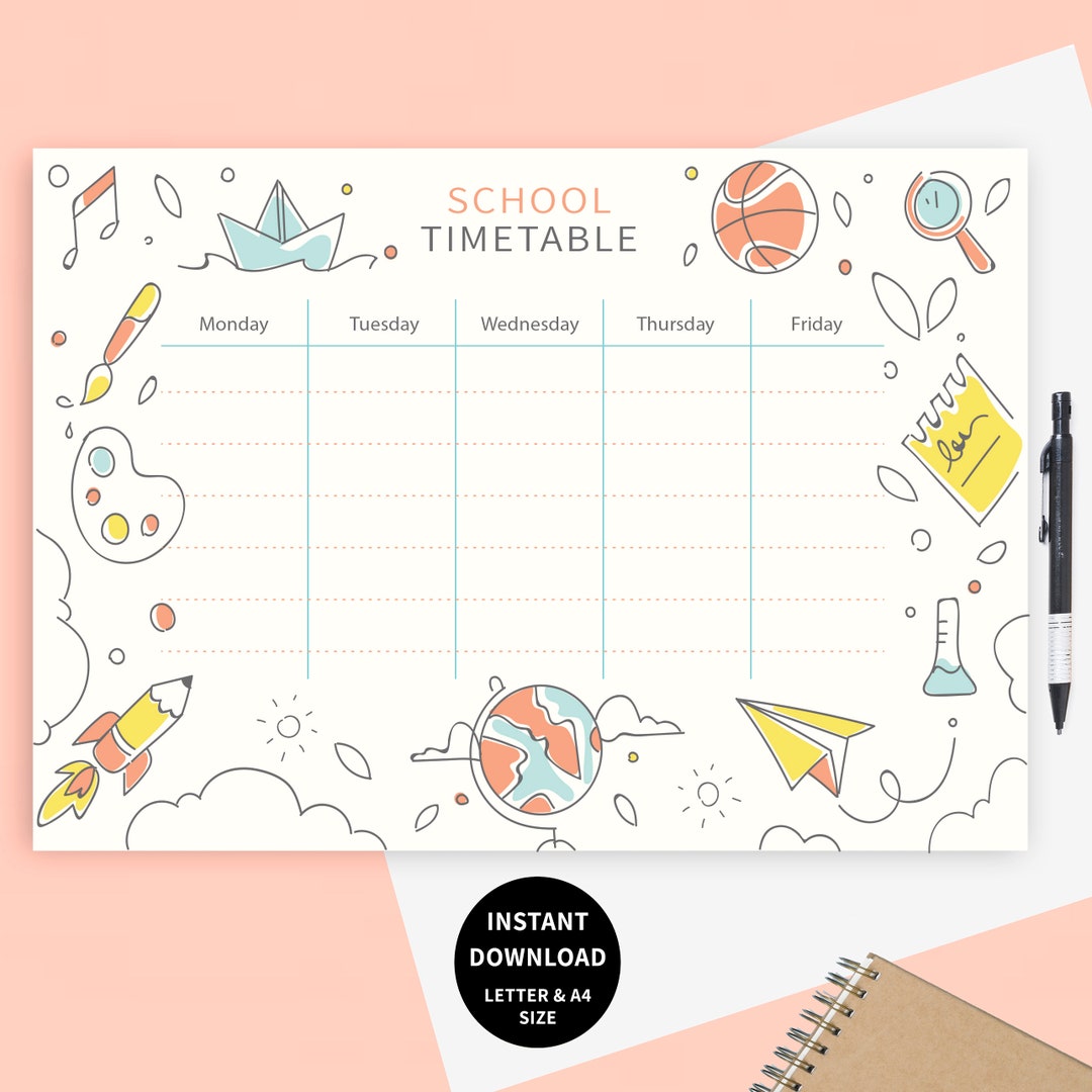 Printable Weekly School Planner: A4/letter Size (digital Download) - Etsy