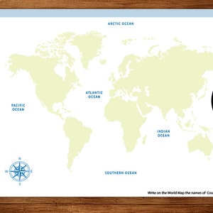 Printable Coloring World Map for Kids – Learn Countries & Oceans ...