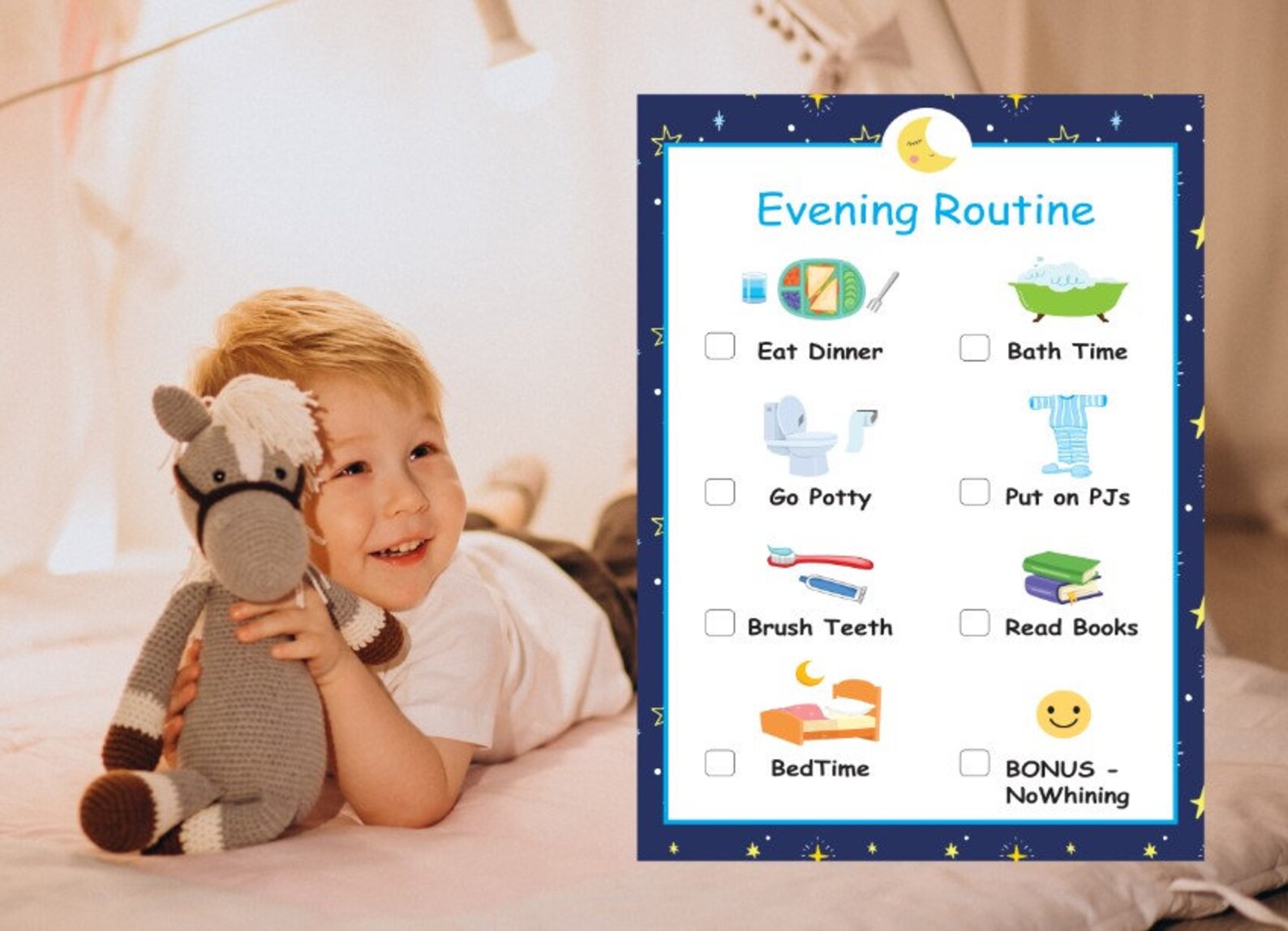 Kids Chore Chart Printable Morning and Evening ,bedtime Routine,chore ...