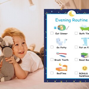 Kids Chore Chart Printable Morning and Evening ,bedtime Routine,chore ...