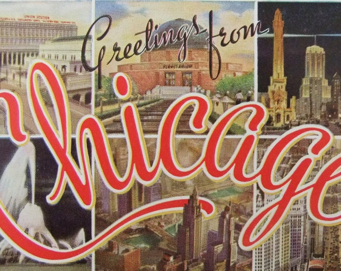 Vintage Chicago Postcard, Greetings From Chicago Illinois Postcard ...