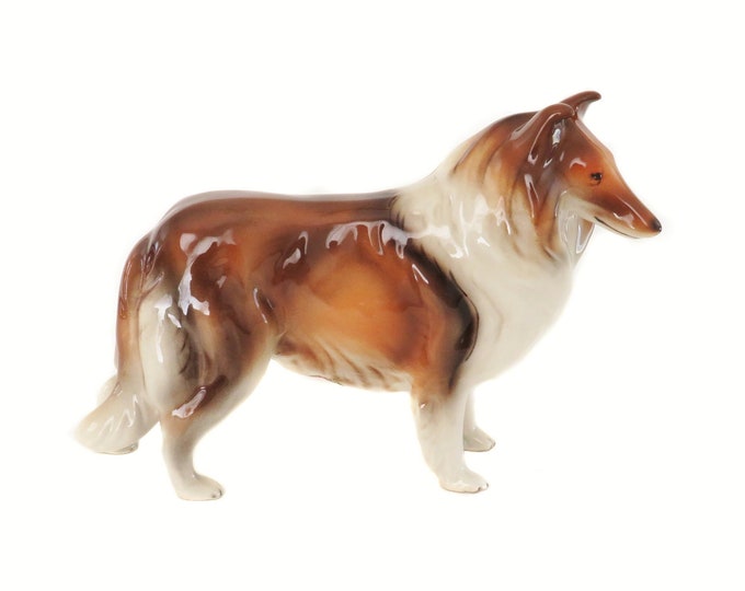 Vintage Collie Figurine, Keramos Rough Collie Statue, Lassie Decor ...