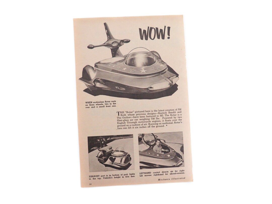 Vintage Ed Roth 1962 Rotar Page From Mechanix Illustrated Magazine ...