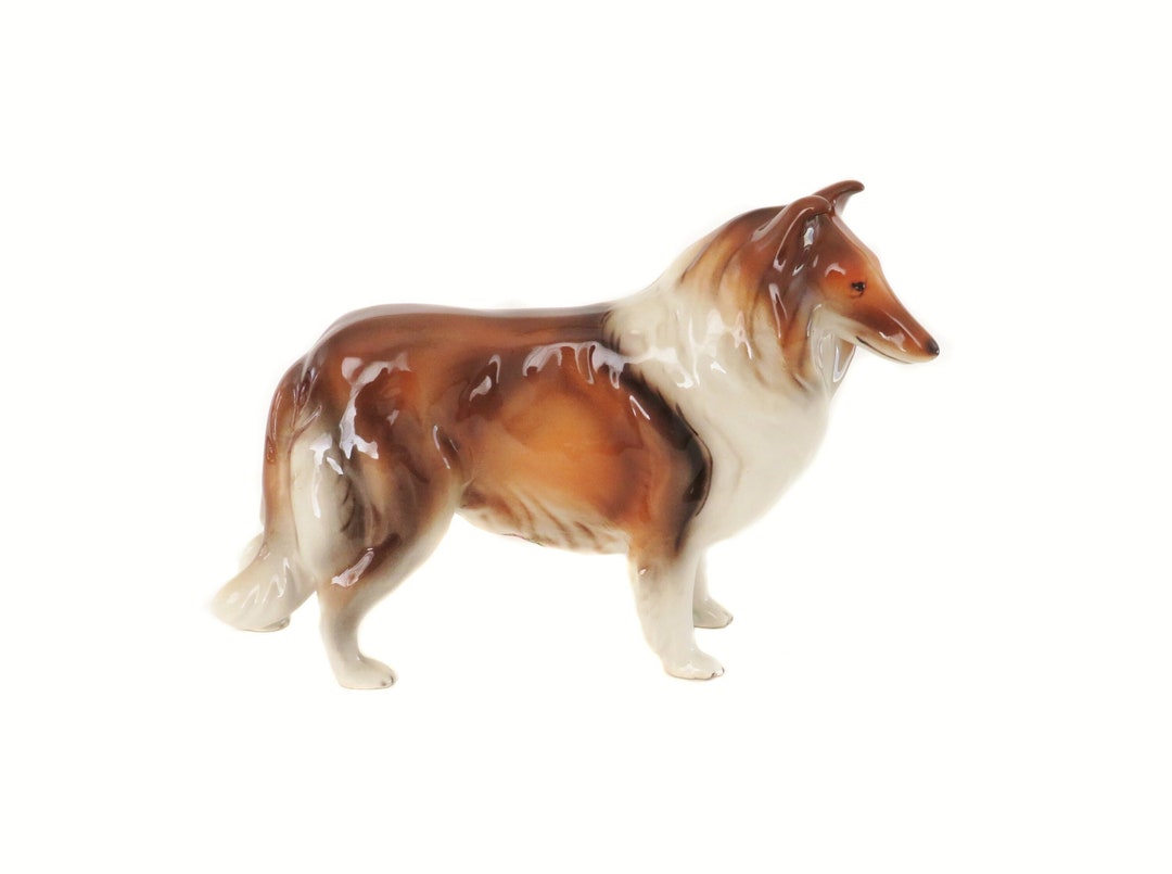 Vintage Collie Figurine, Keramos Rough Collie Statue, Lassie Decor ...