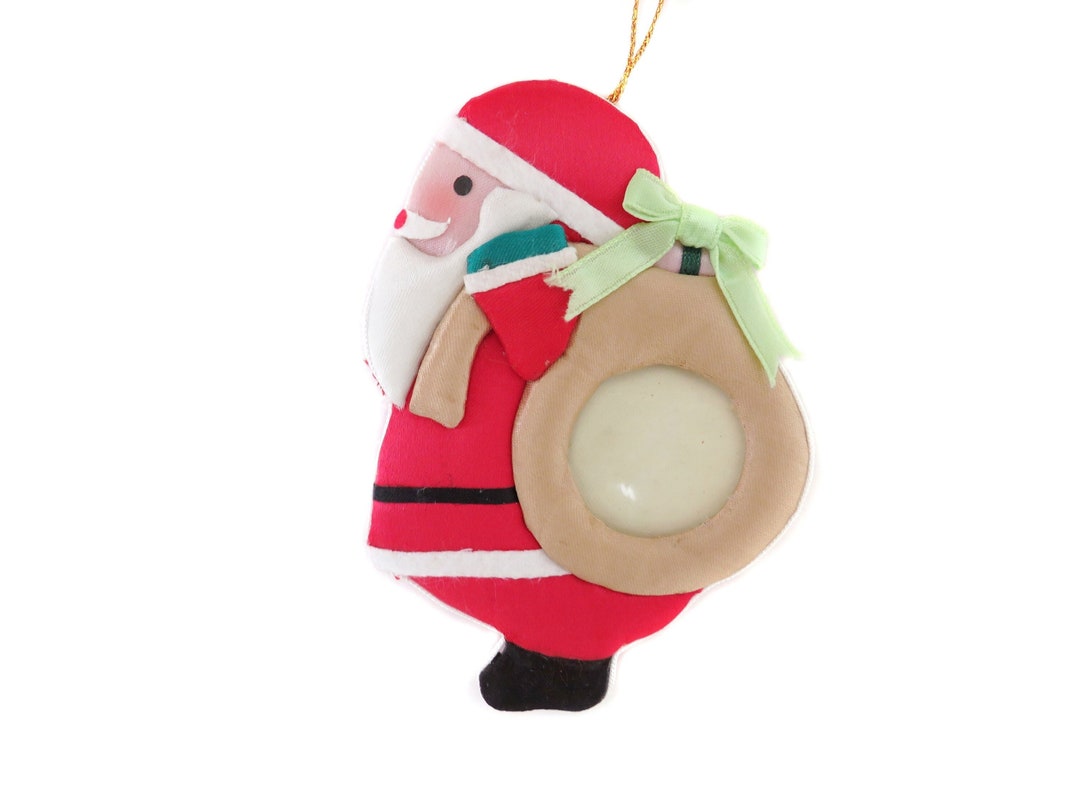 Vintage Santa Ornament, Satin Santa Photo Frame Christmas Ornament - Etsy
