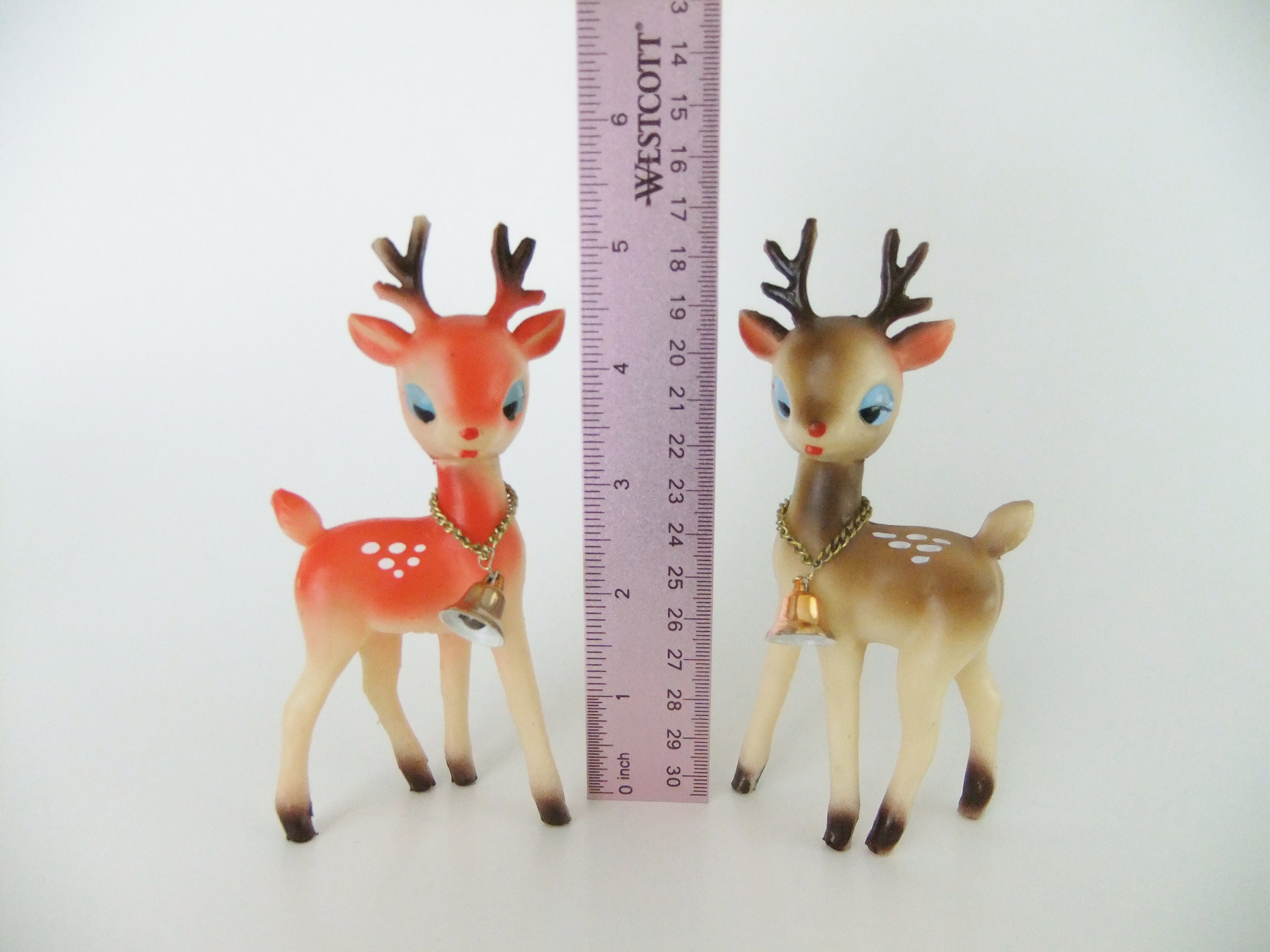 Vintage Reindeer Figurines Plastic Rubber Reindeer Figures | Etsy