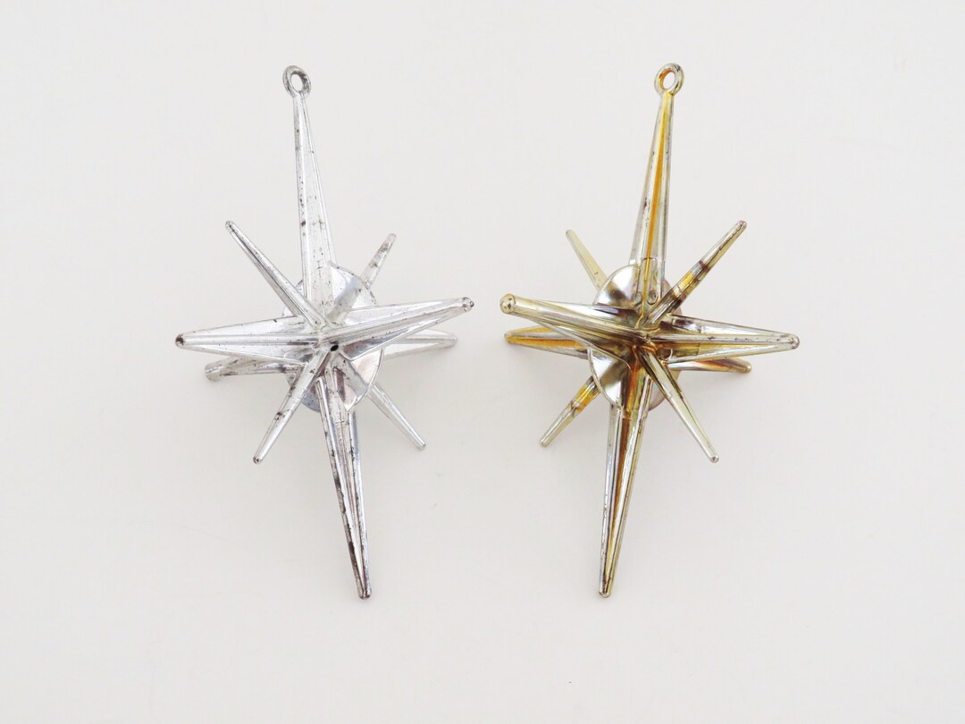 Sputnik Ornaments, Silver Gold Plastic Atomic Star Space Age Home Decor ...