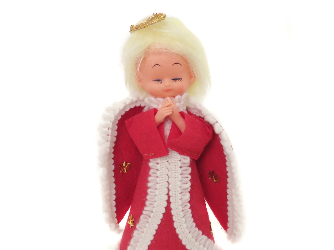 Vintage Angel Tree Topper, Red Angel Tree Topper, Angel Ornament, Red ...