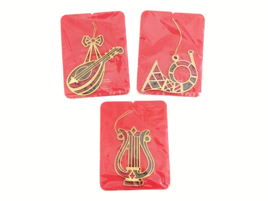 Vintage 1984 Avon Stained Glass Musical Instrument Ornaments - Etsy