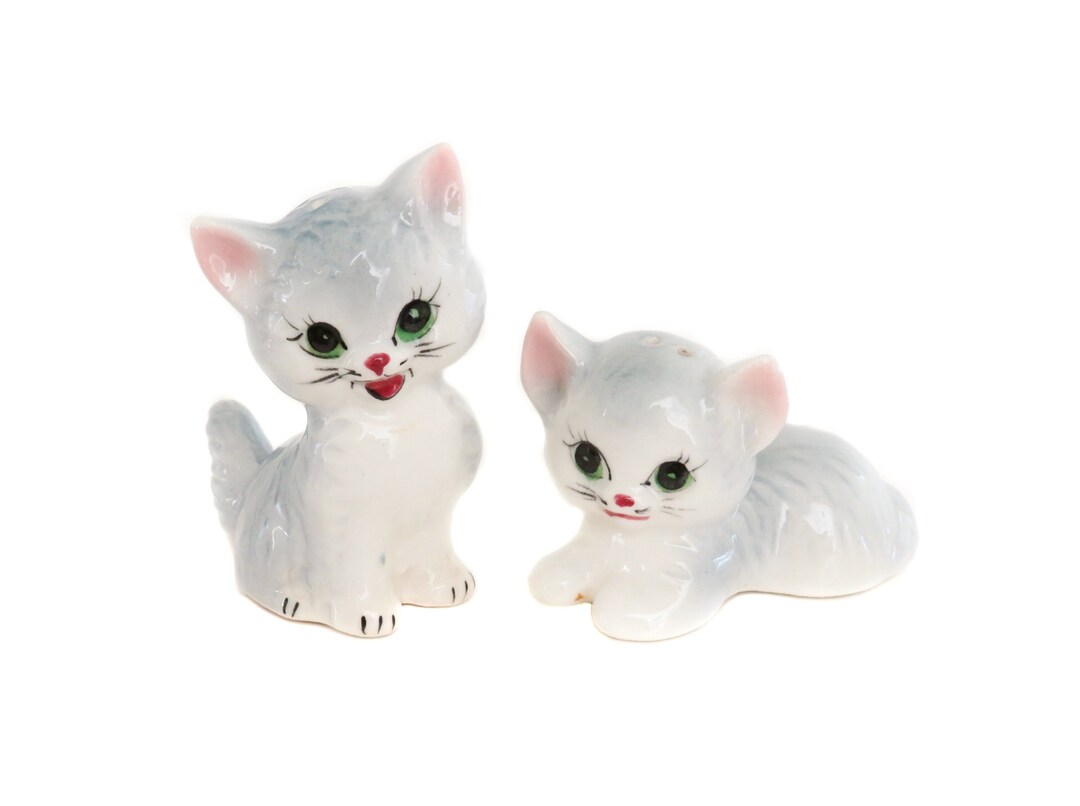 Vintage Cat Salt and Pepper Shakers, Kitten Figurines, Kitsch Cats ...