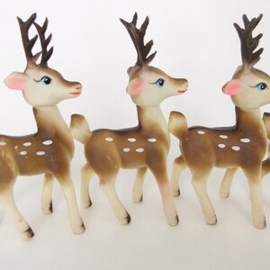 6 Vintage Japan Reindeer, Blue Eyes Pink Ears, 1950's 1960's Christmas ...