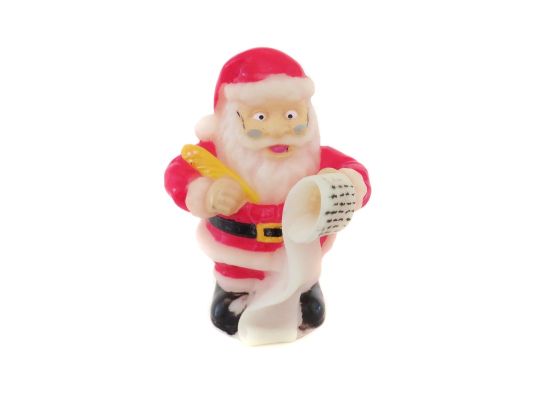 Vintage Rubber Santa Figurine, Santa Checking His List, Small Rubber ...
