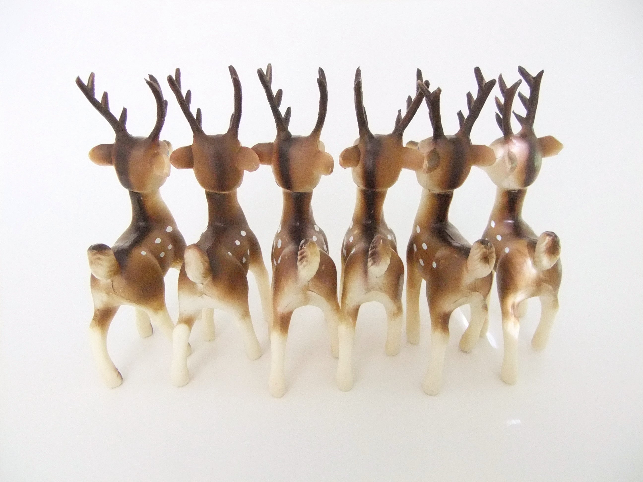 6 Vintage Japan Reindeer Blue Eyes Pink Ears 1950's | Etsy