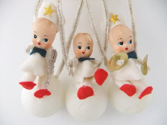 Vintage Pixie Santa on a swing vintage pixie elf Vintage Christmas ...
