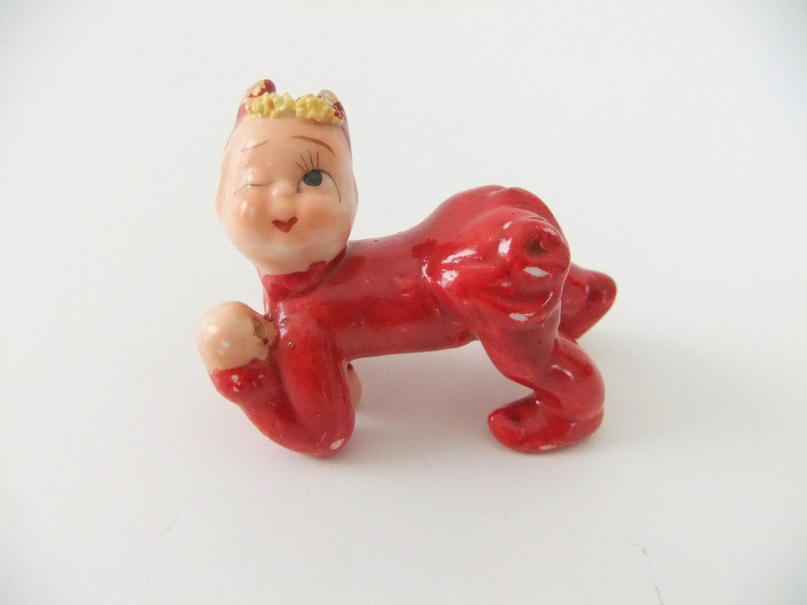 Vintage Devil Figurine Winking Red Devil Figure Small | Etsy
