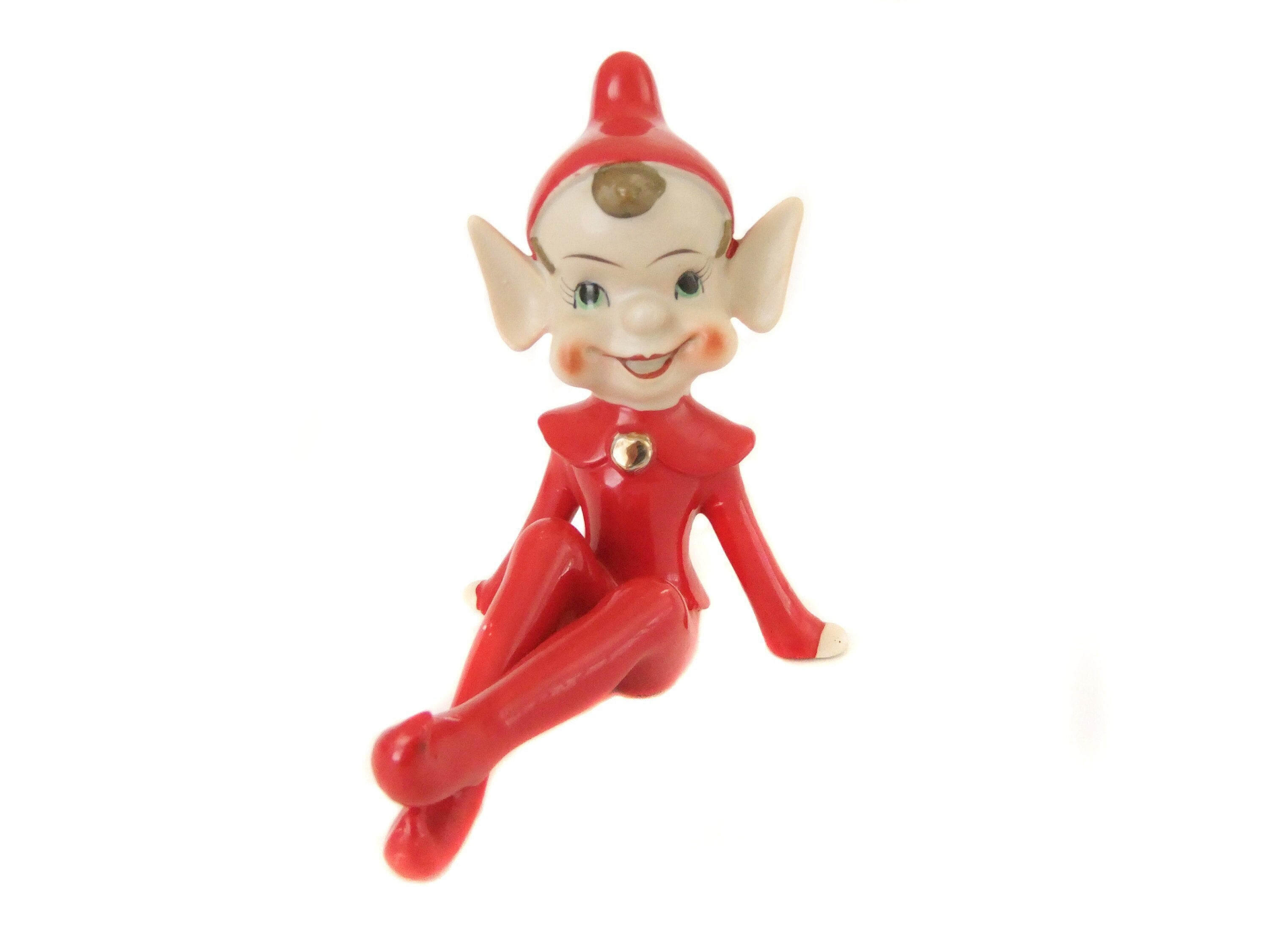 1950's Pixie Elf Figurine Ceramic Porcelain Elf Red Elf | Etsy