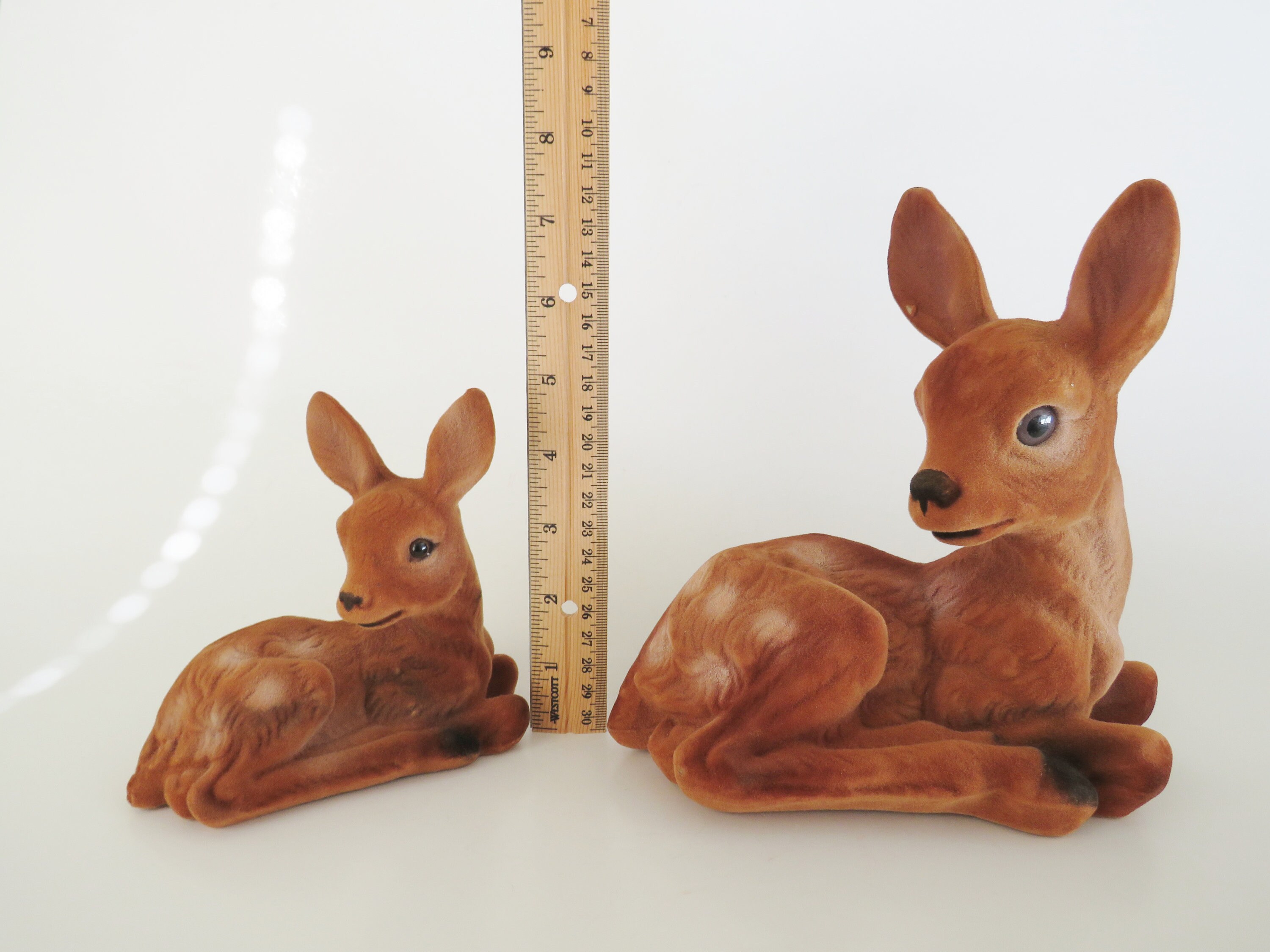 Flocked Doe and Fawn Figurines Vintage Flocked Plastic Deer | Etsy