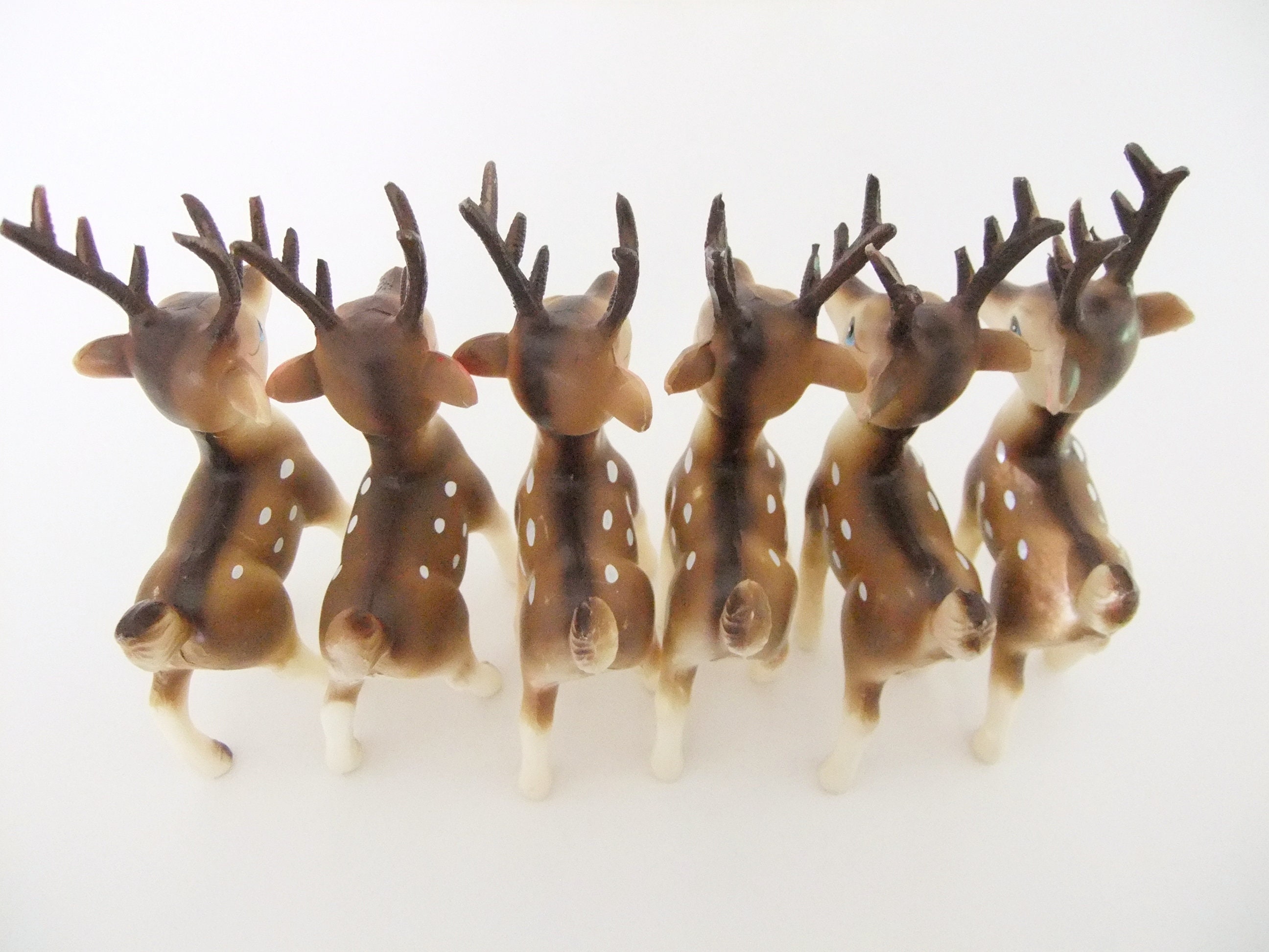 6 Vintage Japan Reindeer Blue Eyes Pink Ears 1950's | Etsy