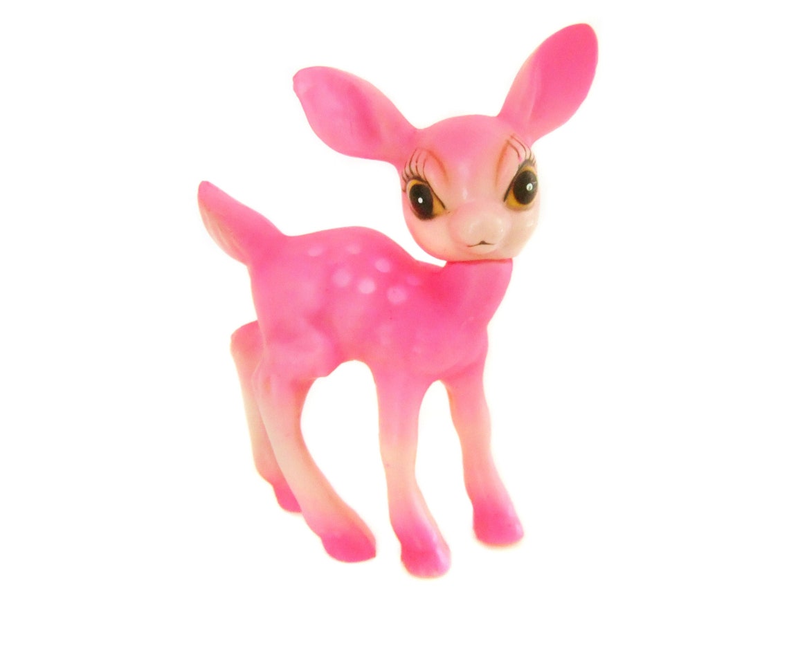 Hot Pink Deer Figurine Neon Pink Reindeer Figurine Plastic - Etsy