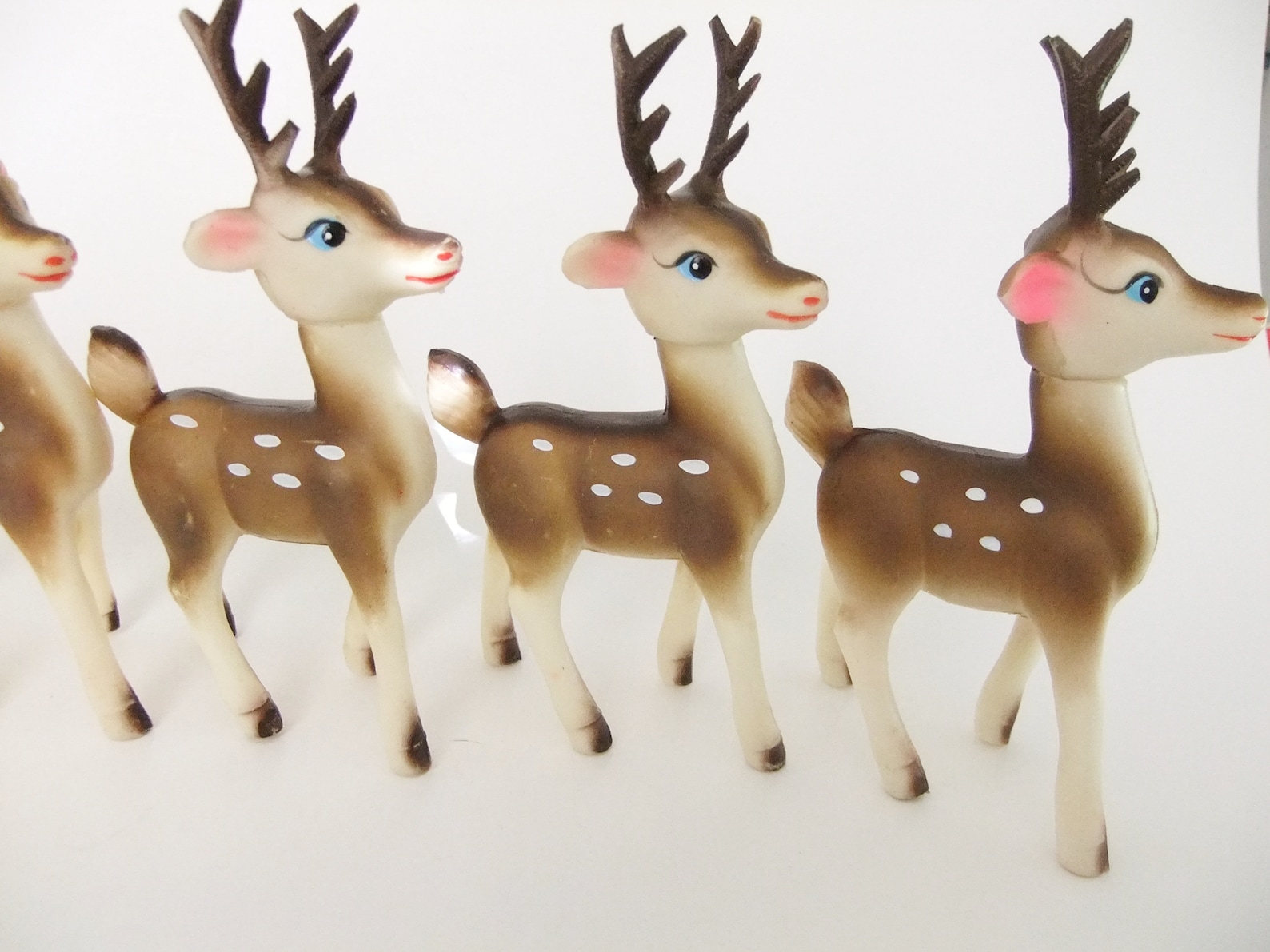 6 Vintage Japan Reindeer Blue Eyes Pink Ears 1950's | Etsy