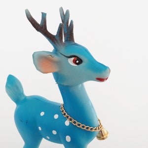 Blue Reindeer Figurine, Rubber Reindeer Ornament, Japan Reindeer Figure ...