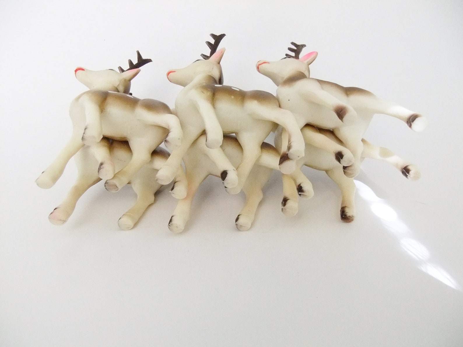 6 Vintage Japan Reindeer Blue Eyes Pink Ears 1950's | Etsy