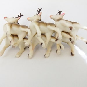 6 Vintage Japan Reindeer, Blue Eyes Pink Ears, 1950's 1960's Christmas ...