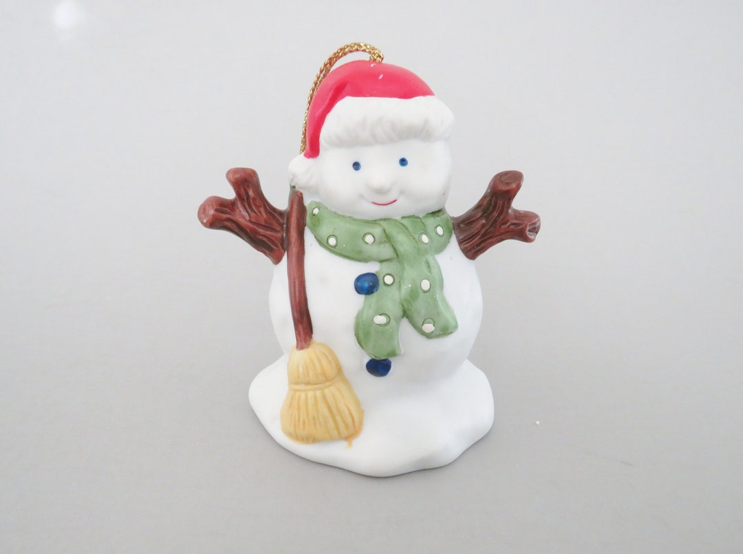 Vintage Snowman Bell, Ceramic Snowman Bell, Vintage Snowman Ceramic ...