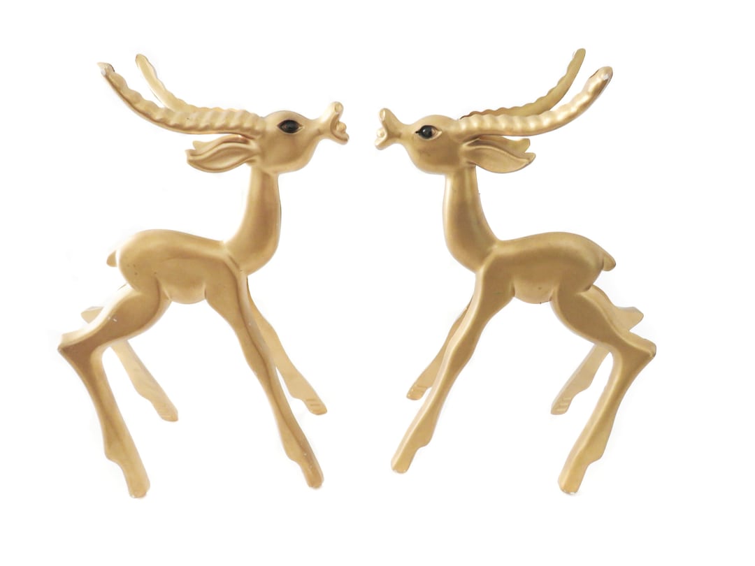 Breyer Reindeer Figurines, Gold Plastic Buck Deer Figurines, Mid ...