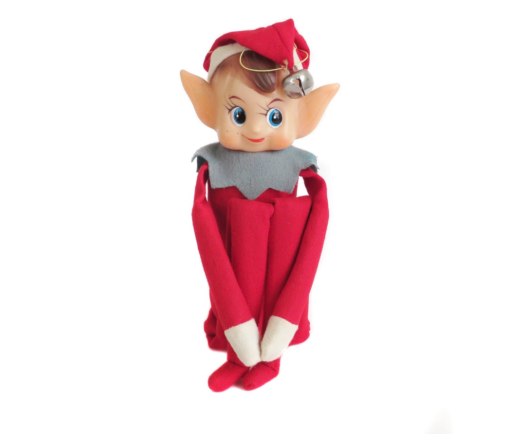 Large Vintage Elf Doll Knee Hugger, Pixie Elf Shelf Sitter, Pointy Ears ...