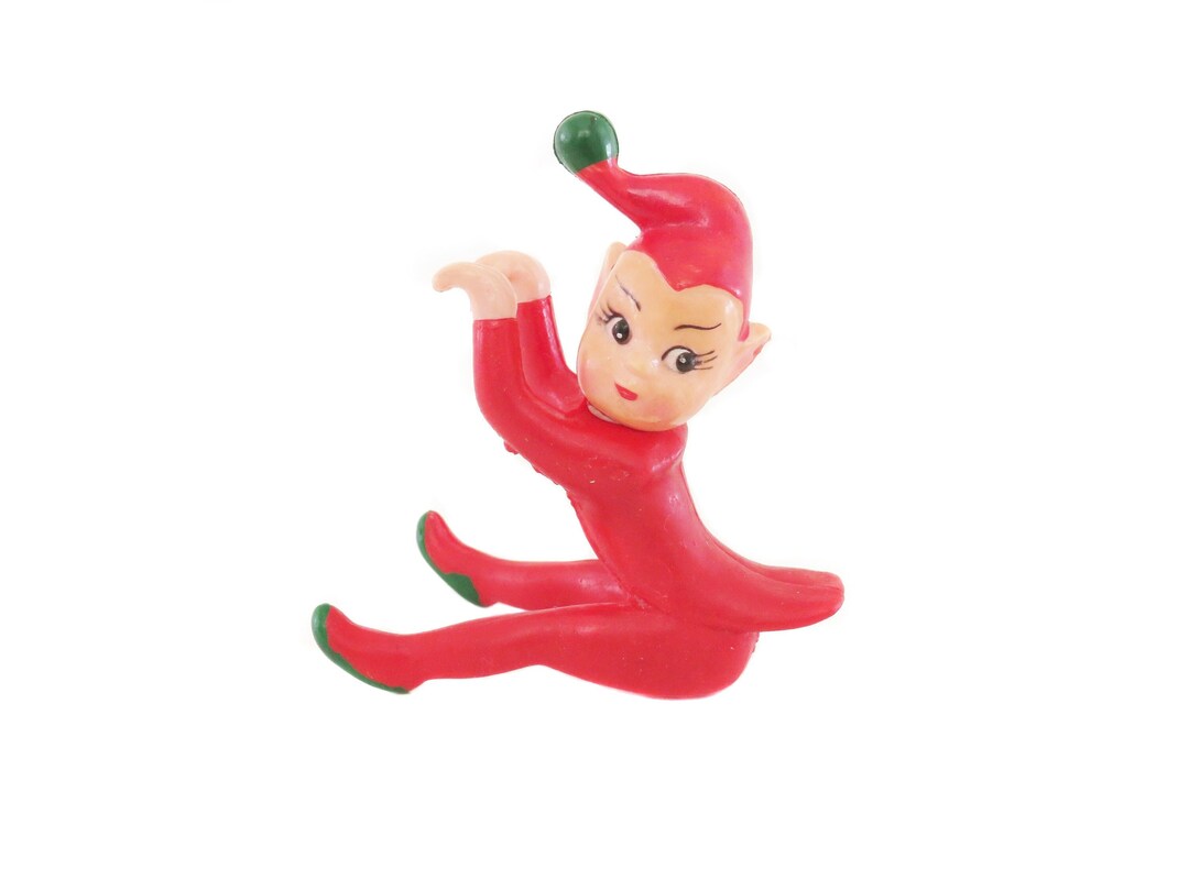 Hanging Pixie, Rubber Pixie Elf Figurine, Red Pixie, Shelf Climber ...