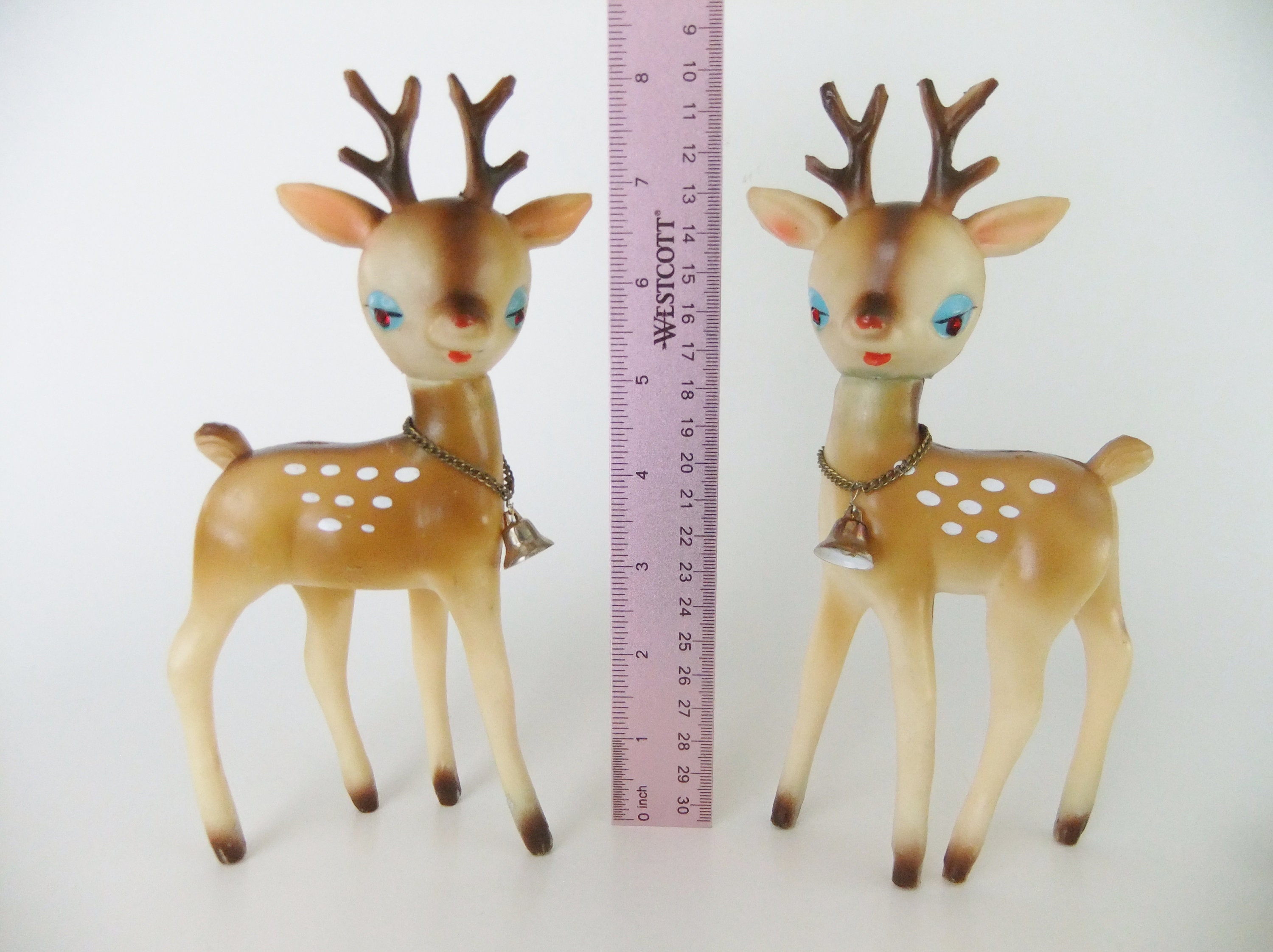 Vintage Reindeer Figurines Plastic Rubber Reindeer Figures | Etsy