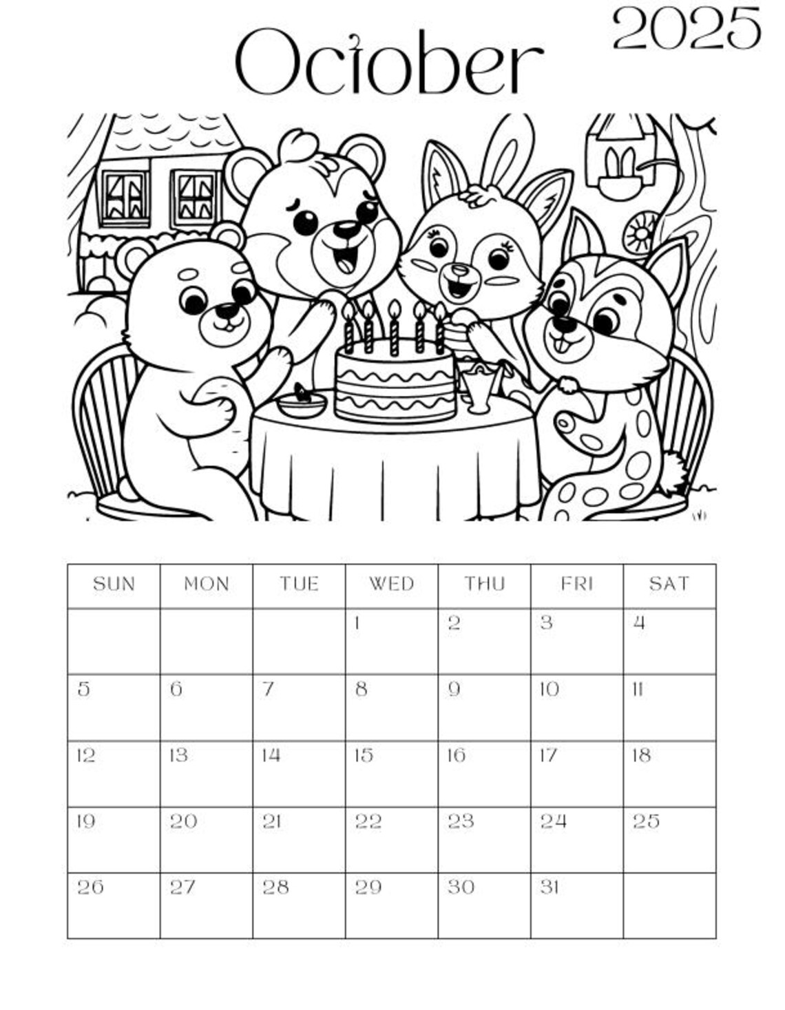 2025 Cozy Friends Coloring Calendar - Etsy