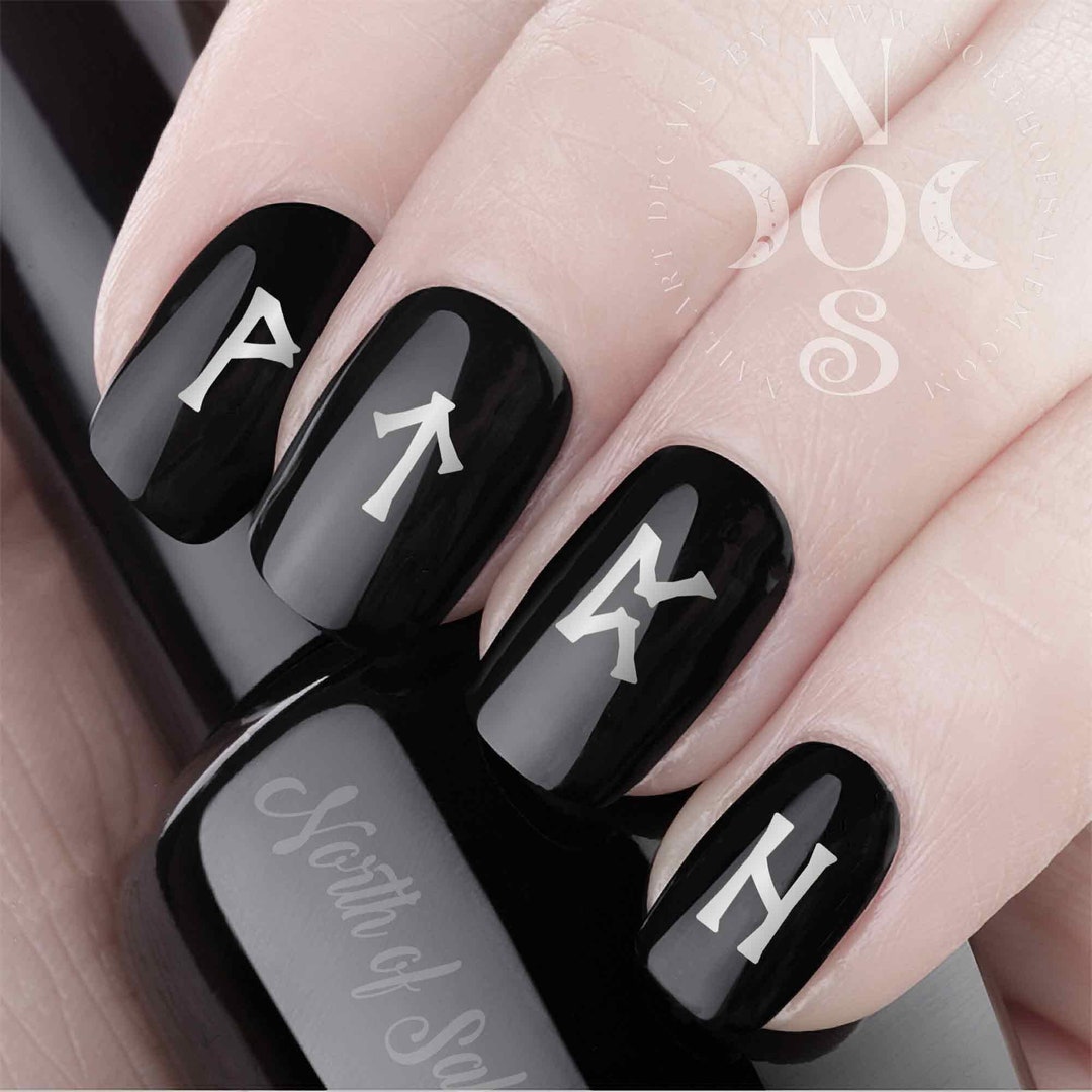 RUNE Nail Decals 140 SILVER Waterslide MEGAPACK Witch Divination Norse ...