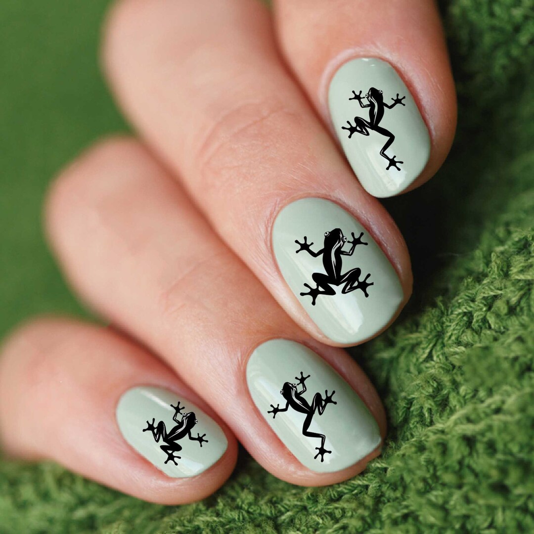 FROG Nail Decals | 52 Black Frogs Nail Art MEGAPACK |tree Frogs, I ...