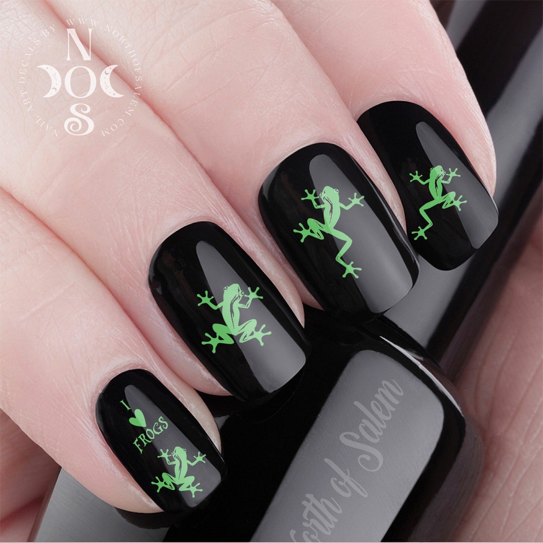 FROG Nail Decals | 52 Green Frogs Waterslide Nail Art MEGAPACK | Tree ...