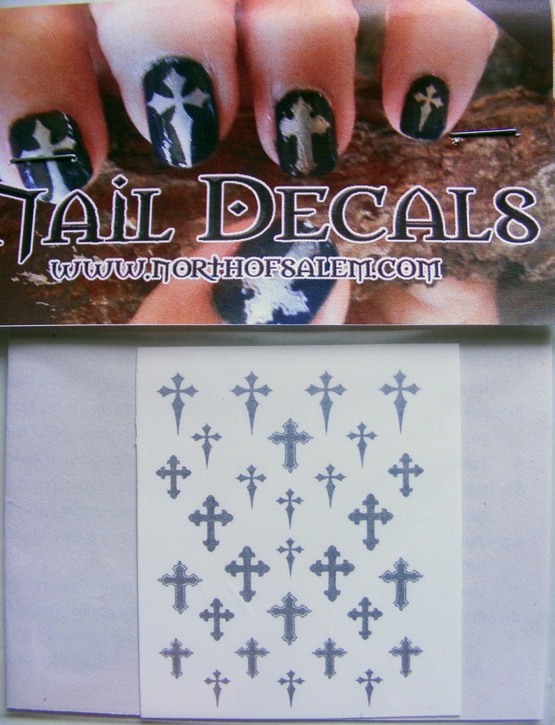 Silver CROSS Nail Decals 29 Waterslide Decals Great Over - Etsy