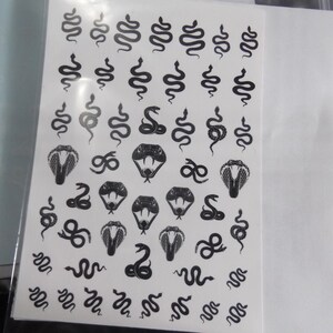 SNAKES Nail Decals Cobra Rattlesnake White Snake Nail Art Black ...