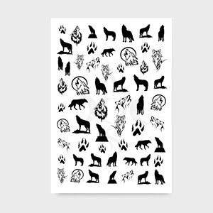 Wolf Nail Decals | Wolves Nail Art | Wolf Tracks Paw | Wolf Collector ...