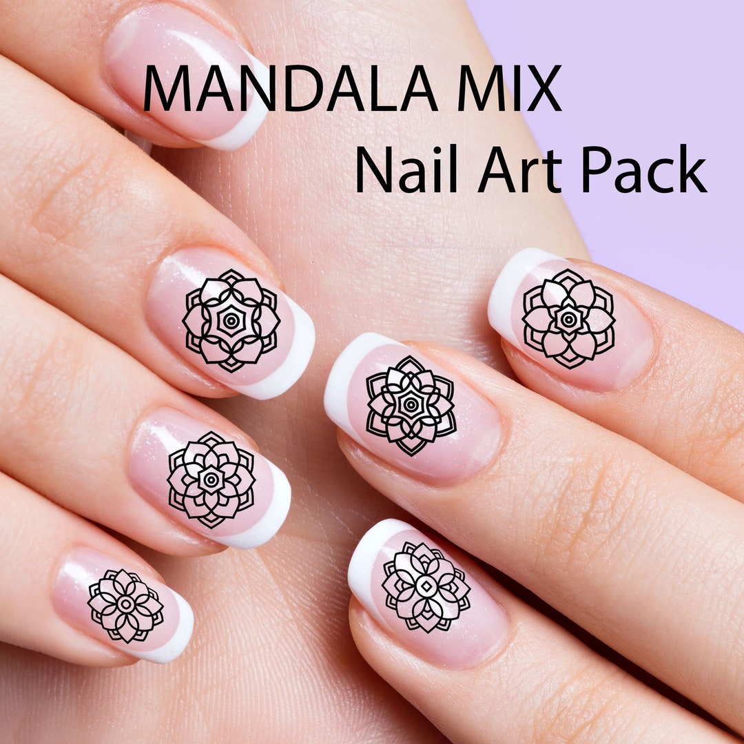 MANDALA Nail Decals | 49 Mixed Mandalas Waterslide Nail Art MEGAPACK ...