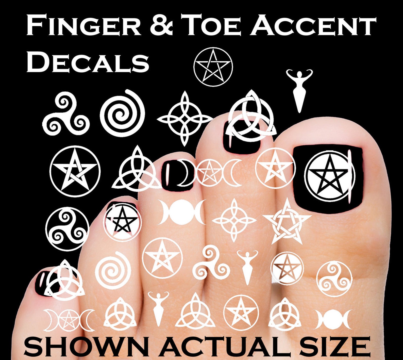 WHITE Mixed WICCAN Nail Decals Double Pack 60 Witch Nails | Etsy Canada