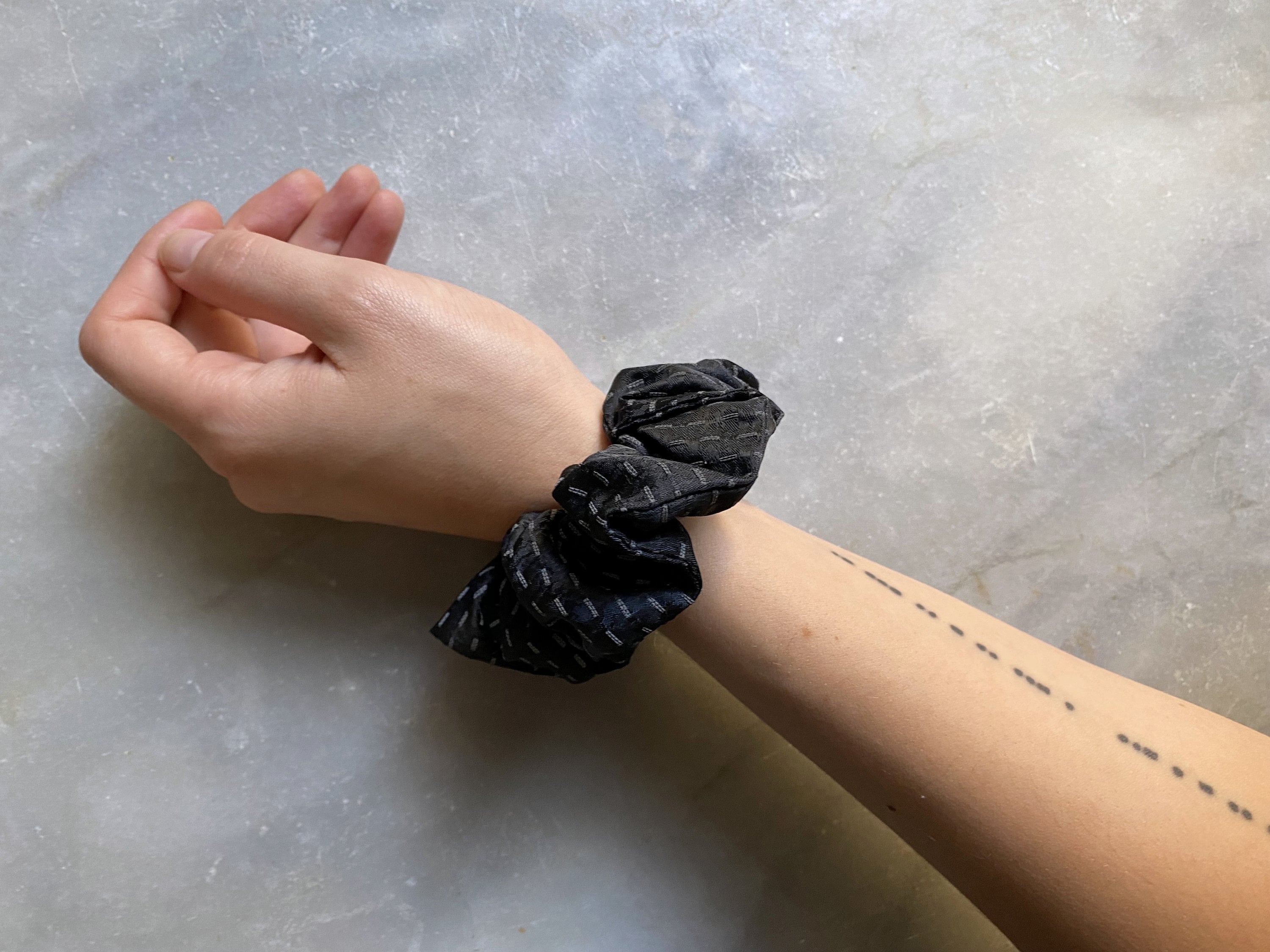 Handmade Scrunchie Black With Reflective Stripes Hair Tie Bracelet Braid Band 90s Etsy