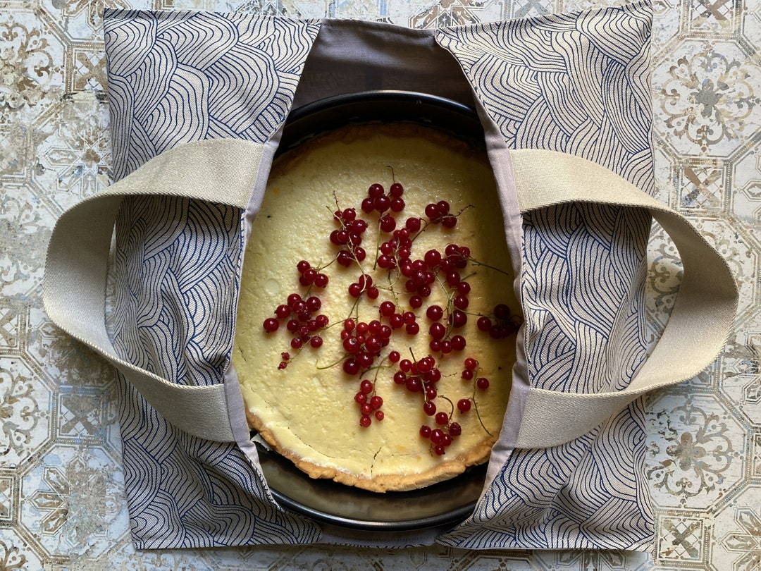 Cake Carrier Bag – Medium Blue Waves | Springform Tote | Reusable ...