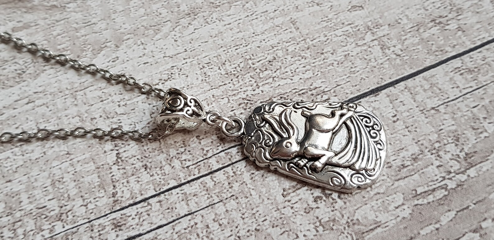 Jumping Hare Rabbit Pendant Necklace. Nature Themed Necklace. - Etsy