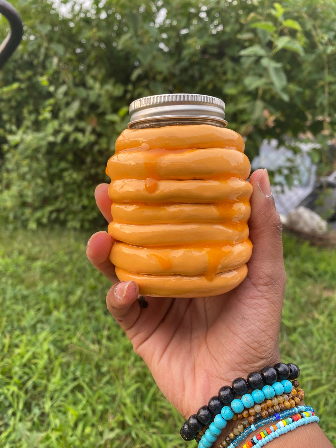 Handmade Honey Pot Clay Stash Jar Weed Stash Jar, Polymer Clay Jar ...